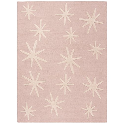 SAFAVIEH Kids Collection 8' x 10' Pink / Ivory SFK908P Handmade Starbursts Wool Area Rug