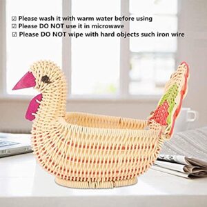 Wifehelper Cute Mini Turkey-Shape Desktop Storage Basket Hand-Woven Basket for Practical Uses Home Decoration Desk Ornaments