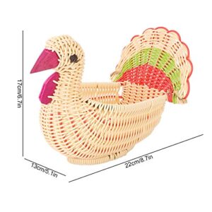 Wifehelper Cute Mini Turkey-Shape Desktop Storage Basket Hand-Woven Basket for Practical Uses Home Decoration Desk Ornaments