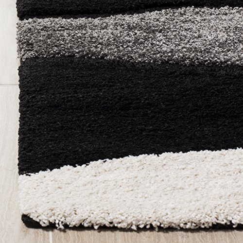 SAFAVIEH Florida Shag Collection 5'3" x 7'6" Grey/Black SG475 Abstract Non-Shedding Living Room Bedroom Dining Room Entryway Plush 1.2-inch Thick Area Rug