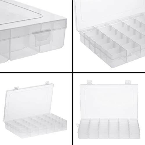 3 Pack Jewelry Organizer Box for Earrings, Clear Plastic Bead Storage Containers for Crafts (36 Compartments)