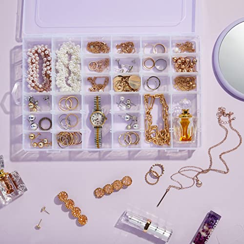 3 Pack Jewelry Organizer Box for Earrings, Clear Plastic Bead Storage Containers for Crafts (36 Compartments)