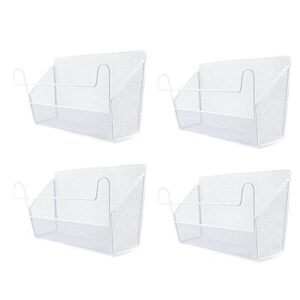 4pack dormitory bedside storage baskets, yifan mesh origanizer caddy for books phones drinks office home table hanging organizer desktop corner shelves – white