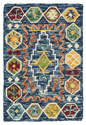 SAFAVIEH Aspen Collection 2' x 3' Navy / Gold APN501A Handmade Boho Wool Accent Rug