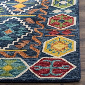 SAFAVIEH Aspen Collection 2' x 3' Navy / Gold APN501A Handmade Boho Wool Accent Rug