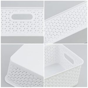 Wekioger Plastic Weave Storage Basket, 6-Pack White Pantry Bin