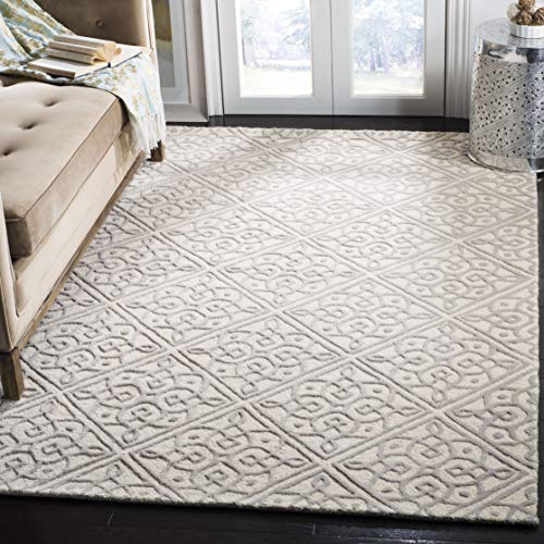 SAFAVIEH Cambridge Collection 8' x 10' Ivory/Grey CAM731Q Handmade Trellis Premium Wool Area Rug