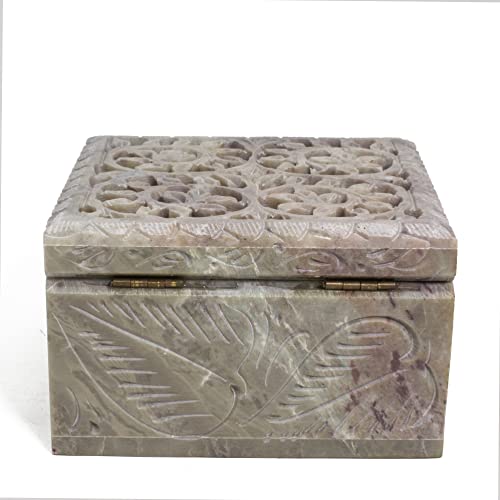 Hashcart Hand-Carved Jewelry Storage Box - Decorative Trinket Box - Birthday, Anniversary, Housewarming, Gifts for Women | Ring Box |