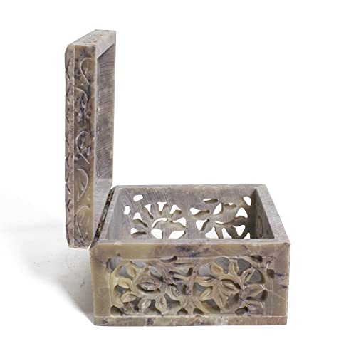 Hashcart Hand-Carved Jewelry Storage Box - Decorative Trinket Box - Birthday, Anniversary, Housewarming, Gifts for Women | Ring Box |