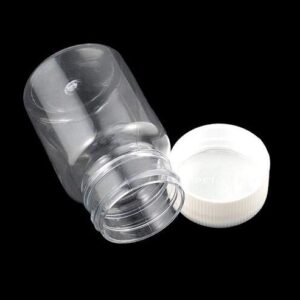 12PCS 100ML 3.4OZ Transparent Empty Plastic Bottles with White Screw Cap Holder Storage Box Refillable Portable Durable Container Jar Pot for Travel Daily Life