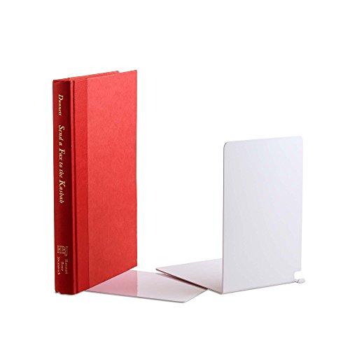 Design Ideas Hidden Bookend, Epoxy-Coated Steel Invisible Bookends, 1 Set of 2, White