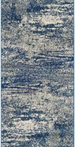 SAFAVIEH Evoke Collection 2'2" x 13' Navy/Ivory EVK272A Modern Abstract Non-Shedding Living Room Bedroom Runner Rug