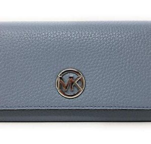 Michael Kors Fulton Flap Continental Carryall Clutch Wallet Purse in Pale Blue