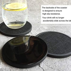 Absorbent Coasters for Drinks with Holder - 6packs, Silicone Coasters with Soft Felt Insert, Black (Coasters with Holder, Black)