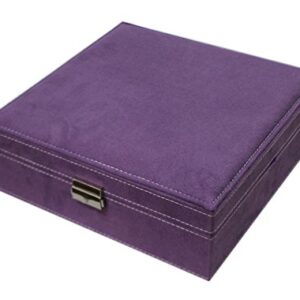 Sodynee® Purple Two-Layer Lint Jewelry Box Organizer Display Storage Case with Lock