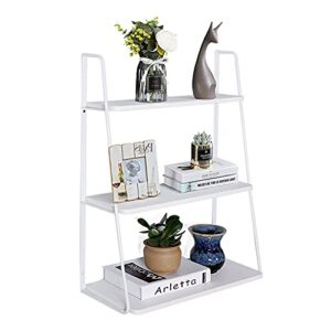 welland 3-tier wall shelf for home decor, wall mounted bathroom shelf, kitchen storage rack, white