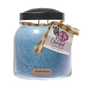 A Cheerful Giver — Island Breeze - 34oz Papa Scented Candle Jar with Lid - Keepers of the Light - 155 Hours of Burn Time, Gift Candle, Blue