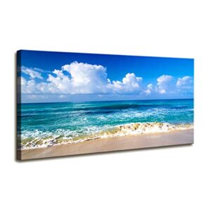 blue beach theme modern stretched and framed seascape 1 panels giclee canvas prints artwork landscape pictures paintings on canvas wall art for home decor and office decorations 20″x40″inch x 1 pcs