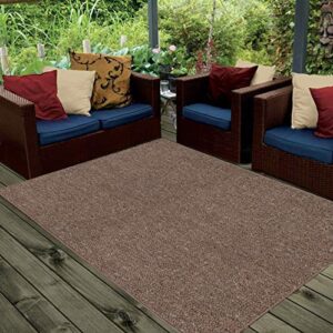 Ambiant Broadway Collection Solid Color Indoor Outdoor Area Rugs Brown - 4' x 6'