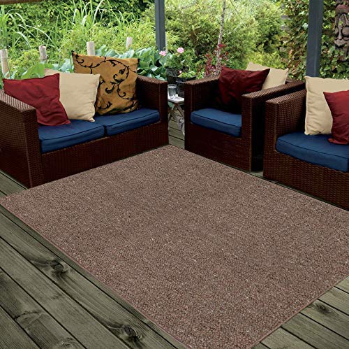 Ambiant Broadway Collection Solid Color Indoor Outdoor Area Rugs Brown - 4' x 6'