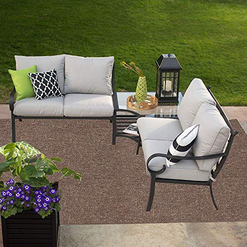 Ambiant Broadway Collection Solid Color Indoor Outdoor Area Rugs Brown - 4' x 6'