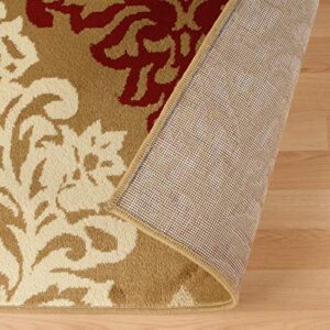 SUPERIOR Indoor Small Area Rug with Jute Backing, Modern Floral Damask, Floor Decor for Living/Dining Room, Bedroom, Farmhouse, Kitchen, Entryway, Office, Danvers Collection, 4' x 6', Brown