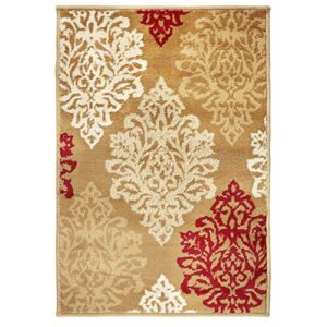 SUPERIOR Indoor Small Area Rug with Jute Backing, Modern Floral Damask, Floor Decor for Living/Dining Room, Bedroom, Farmhouse, Kitchen, Entryway, Office, Danvers Collection, 4' x 6', Brown