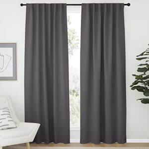 nicetown light reducing curtain panels window draperies – (grey color) 52×84 inch, 2 pieces, insulating room darkening drapes for bedroom