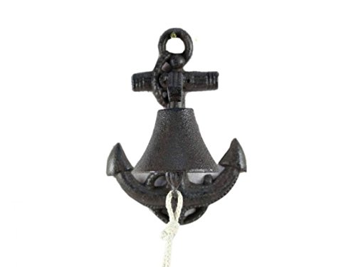 Cast Iron Wall Mounted Anchor Bell 8 Inch - Captains Bell - Rustic Wall Art