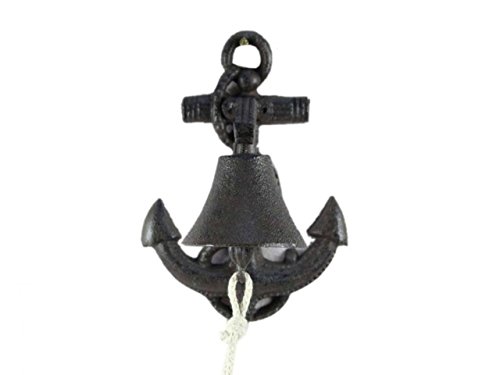 Cast Iron Wall Mounted Anchor Bell 8 Inch - Captains Bell - Rustic Wall Art