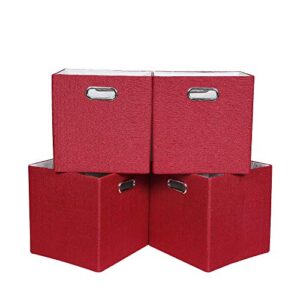 oprass storage bin11x11 folding baskets hard shelf organizer bins (11×11×11, red)