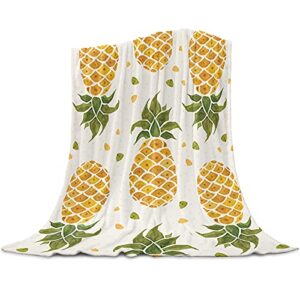 singingin ultra soft flannel fleece bed blanket summer pineapple throw blanket all season warm fuzzy light weight cozy plush blankets for living room/bedroom 60″ x 80″