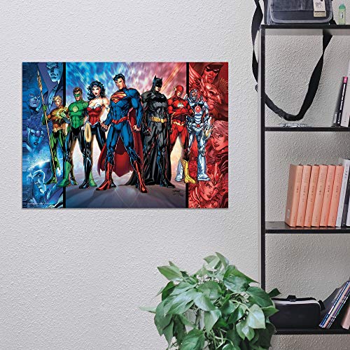 MIGHTYPRINT DC Comics – Justice League – Team Picture – Unique Wall Art – 17” x 24” – NOT MADE OF PAPER – Perfect for Gifting and Collecting