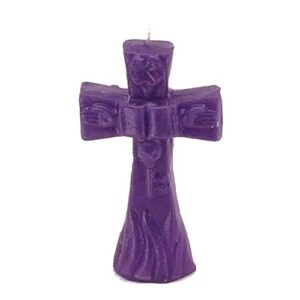 purple small cross figure image candle (control, command, power, domination, influence, spells, spellwork & ritual magic)