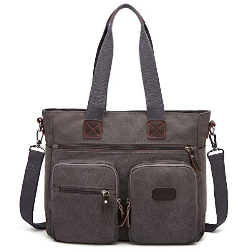 ToLFE Women Top Handle Satchel Handbags Shoulder Bag Messenger Tote Bag Purse Crossbody Bag (Double handles with 9.8" drop, New-Grey1)