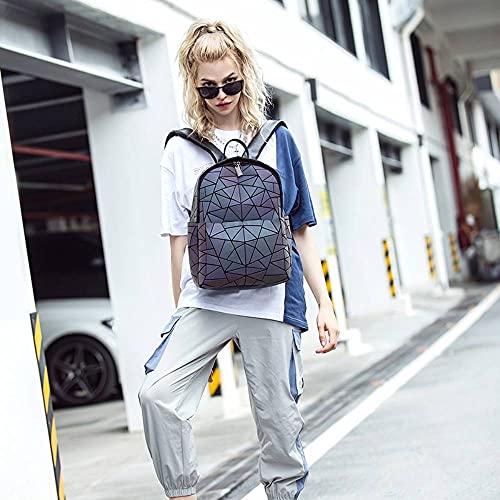 Women Geometric Luminous Backpack Fashion Bags Lingge Flash Travel School College Rucksack NO.5L