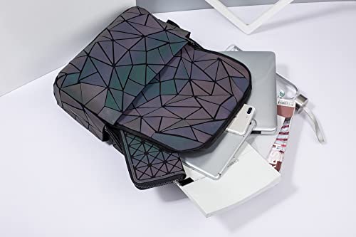 Women Geometric Luminous Backpack Fashion Bags Lingge Flash Travel School College Rucksack NO.5L