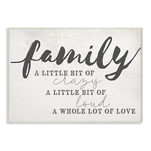 Stupell Industries Family Crazy Loud Love Inspirational Word Design Wall Plaque, Multi-Color