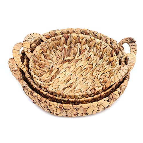 Trademark Innovations Set of 3 Round Hyacinth Baskets with Handles