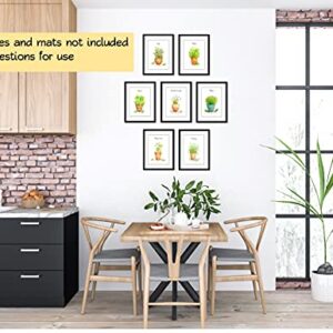 Kitchen Wall Art - Herbs Prints in Pots (Set of 7) - Farmhouse Decor - Unframed Botanical Prints (5x7)