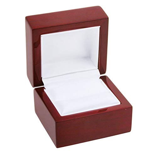 Regal Displays Elegant Rosewood Ring Box Premium Wooden Box with White Leather Interior and Metal Hinge (Ring)