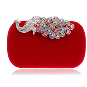 kingluck womens evening clutch cocktail wedding party handbag clutch purse decorative drill, red, l16*w10*6cm