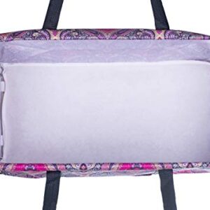 Wireframe Utility Retro Purple Paisley 23 x 12 Fabric and Wire Tote Handbag