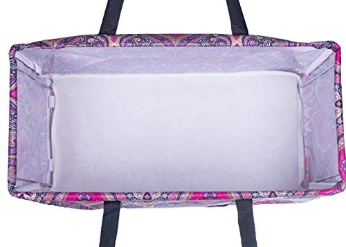 Wireframe Utility Retro Purple Paisley 23 x 12 Fabric and Wire Tote Handbag