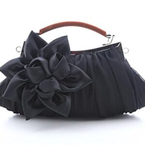 kingluck Floral Embellish Sheer Chiffon Exterior Party Clutch-evening Out Collection (black)