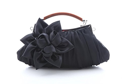 kingluck Floral Embellish Sheer Chiffon Exterior Party Clutch-evening Out Collection (black)