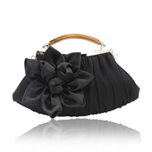 kingluck Floral Embellish Sheer Chiffon Exterior Party Clutch-evening Out Collection (black)