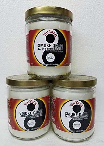 Smoke Odor Exterminator 13oz Jar Candles (Yin Yang, 3) Set of Three Candles.