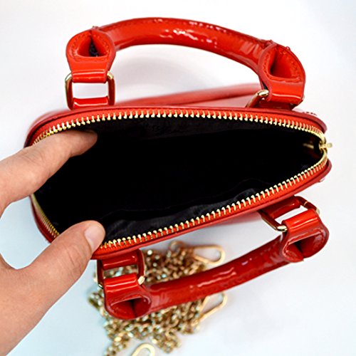 Zip Around Dome Patent Leather Satchel Mini Top Handle Tote Bag Shell Shape Purse Handbags