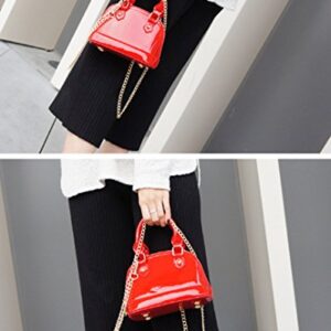 Zip Around Dome Patent Leather Satchel Mini Top Handle Tote Bag Shell Shape Purse Handbags